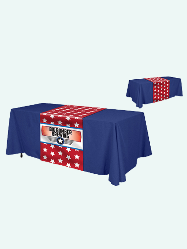 Custom Full Color Table Runner and Solid Color Throw Combo